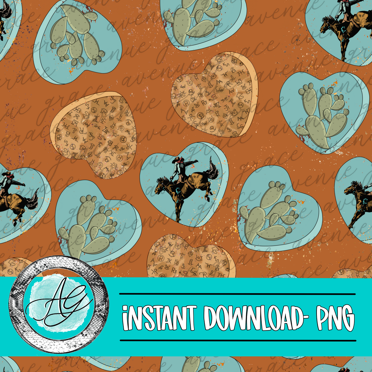 Western Conversation Hearts Seamless Pattern – Avenue Grace